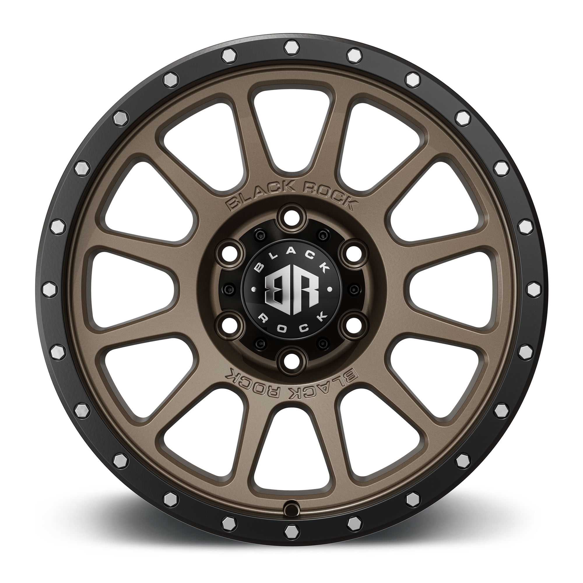 BLACK ROCK OMEGA BRONZE WITH BLACK RING 17X9 6X139.7 WHEEL - CNC Wheels