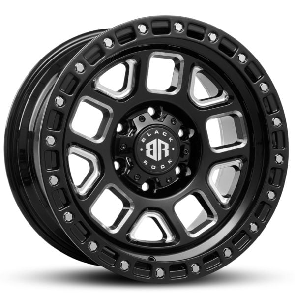 BLACK ROCK VIPER SATIN BLACK 17X9 6X139.7 WHEEL & TYRE PACKAGE - CNC Wheels