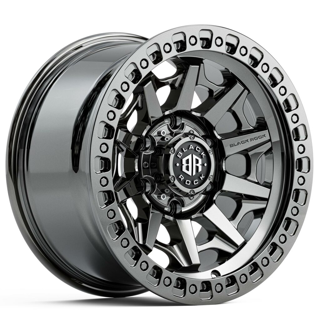 4X4 RIMS BLACK ROCK CAGE BLACK CHROME 17X9 6X139.7 WHEELS
