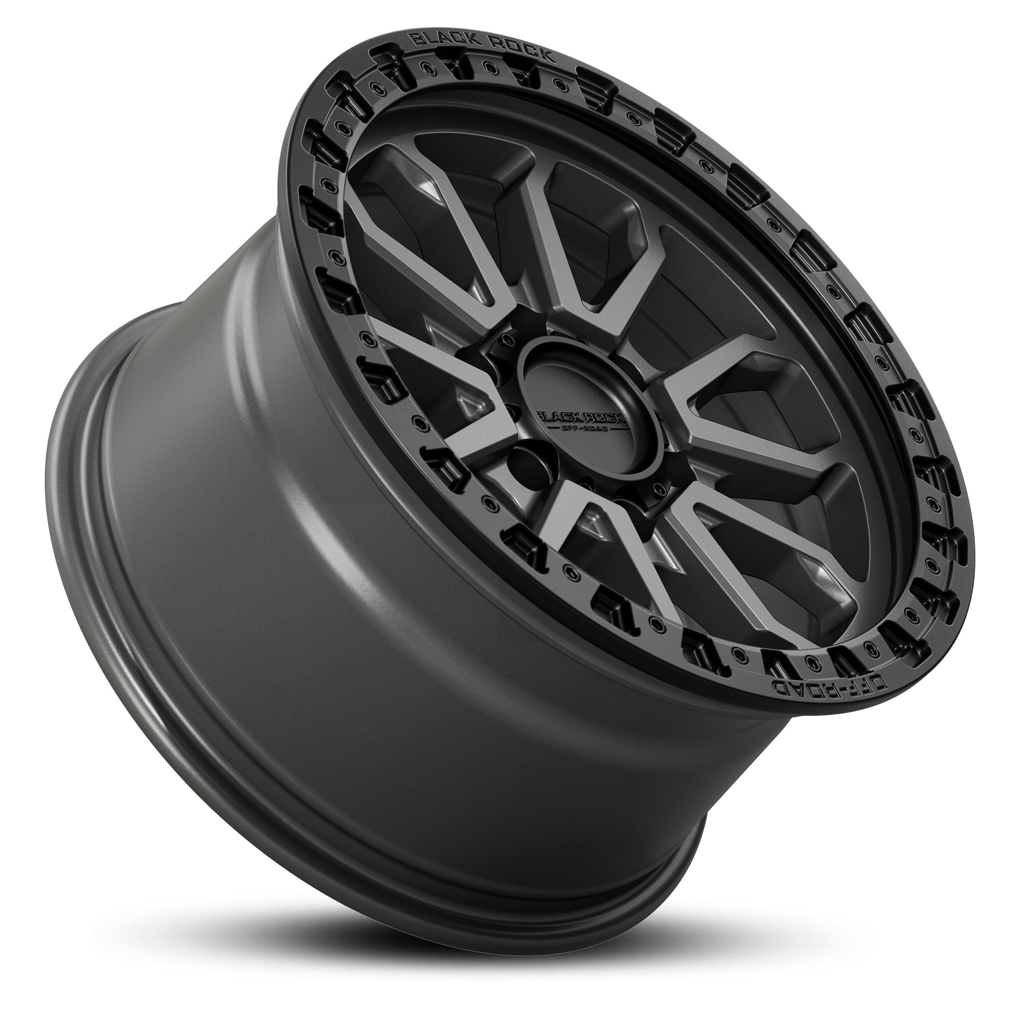 BLACK ROCK COBRA GUNMETAL GREY WITH BLACK RING 20X9 6X139.7 WHEEL - CNC ...