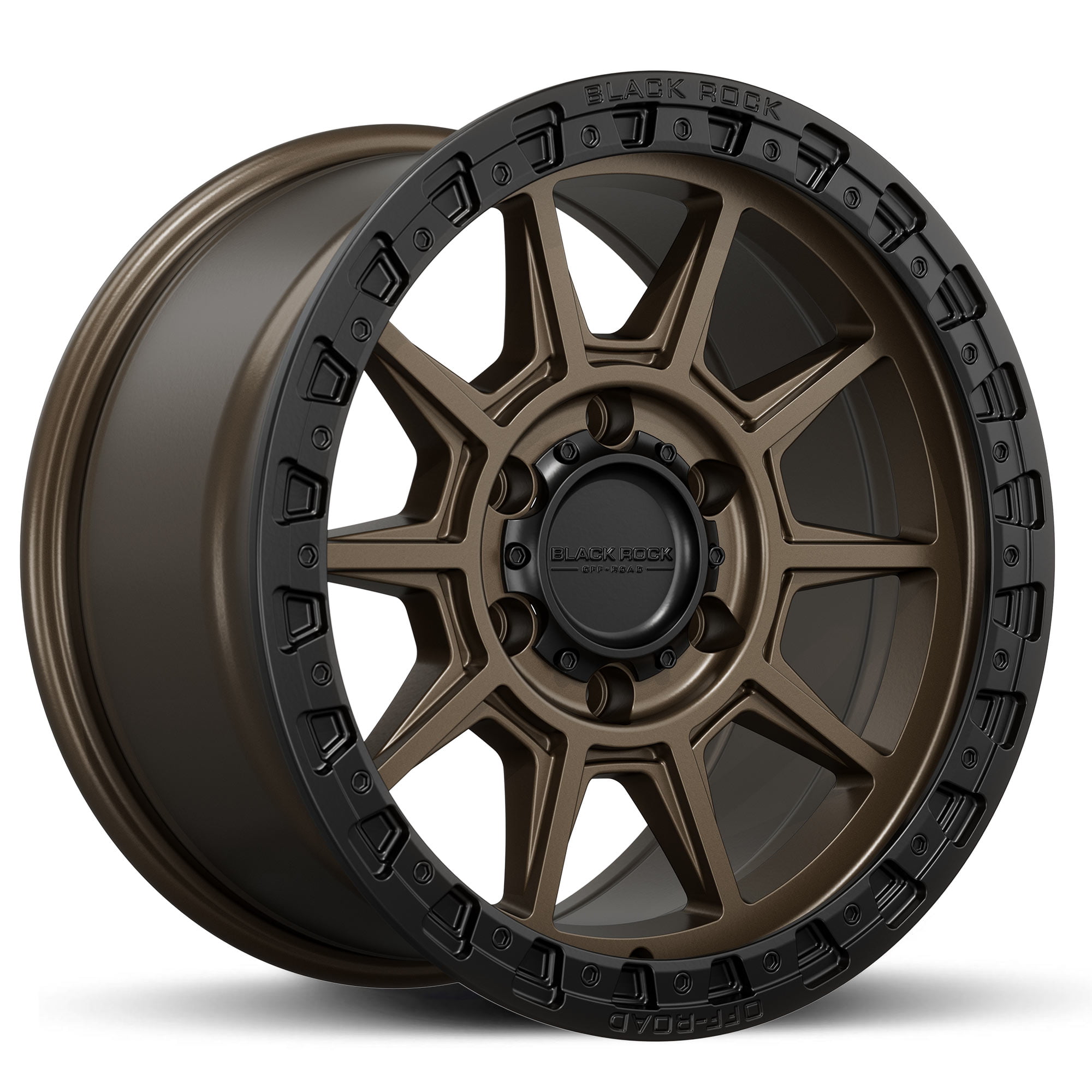 BLACK ROCK GUNNER DARK BRONZE WITH BLACK RING 17X9 6X130 WHEEL - CNC Wheels