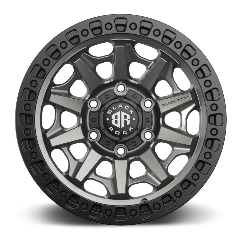 BLACK ROCK CAGE GUNMETAL GREY WITH BLACK RING 18X9 6X139.7 WHEEL - CNC ...