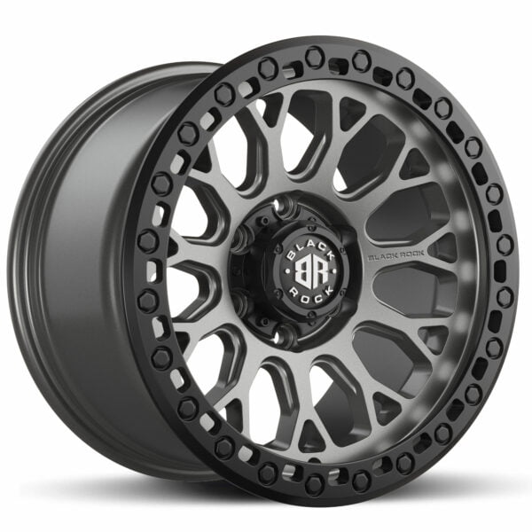 BLACK ROCK SPIDER WHEELS GUNMETAL GREY BLACK RING 17X9 6X139.7