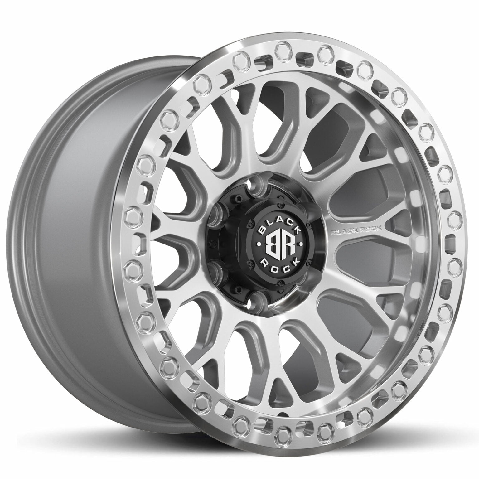 BLACK ROCK SPIDER WHEELS SILVER MACHINED 17X9 6X139.7