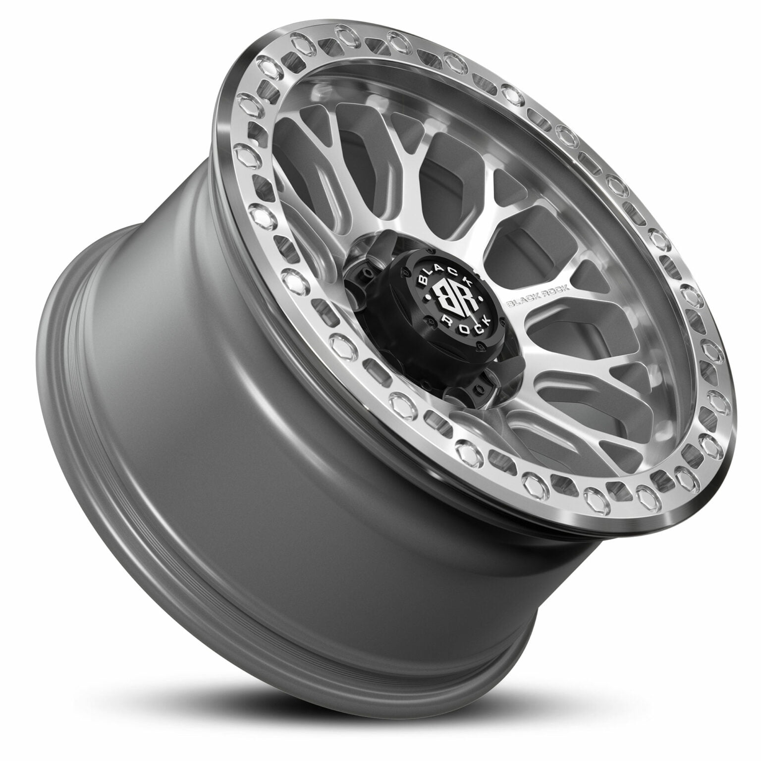 BLACK ROCK SPIDER WHEELS SILVER MACHINED 17X9 6X139.7