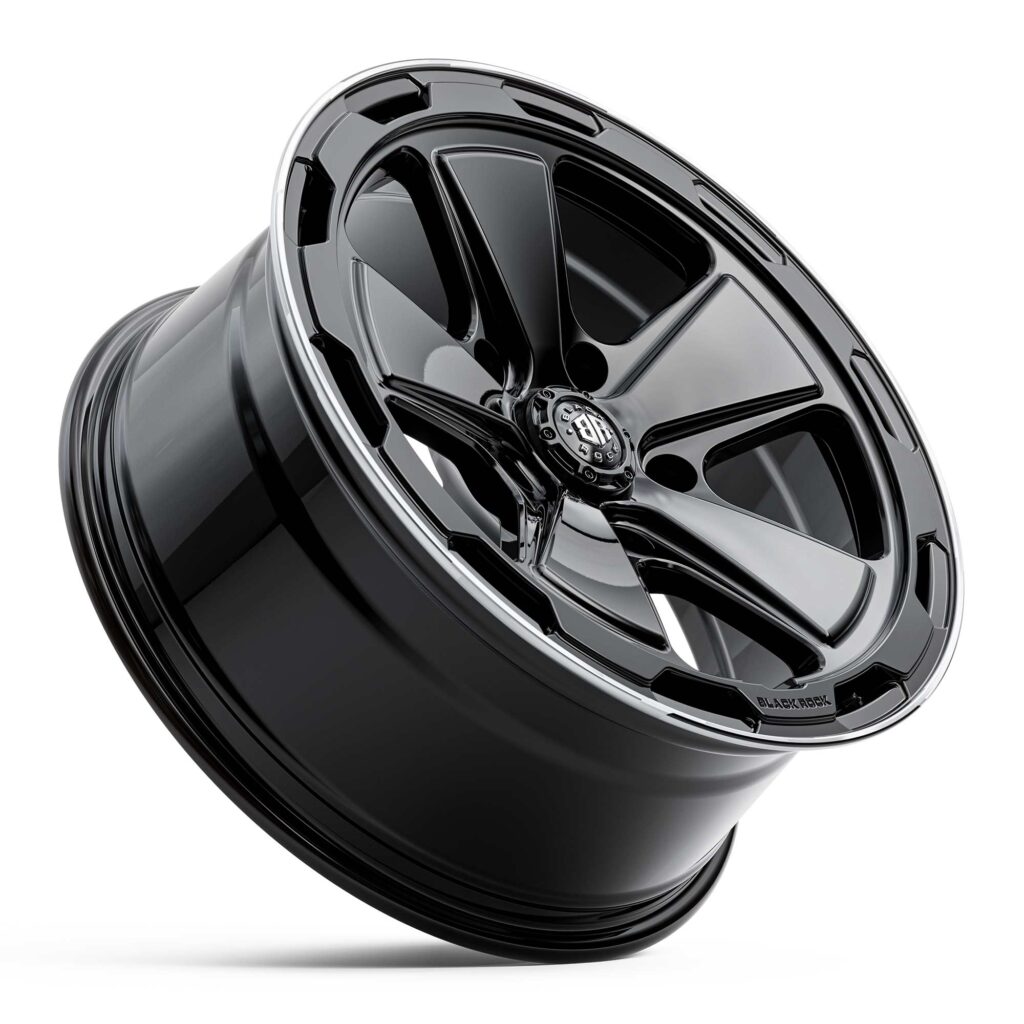 BLACK ROCK SUMMIT GLOSS BLACK MACHINED LIP 18X8 5X130 WHEEL - CNC Wheels