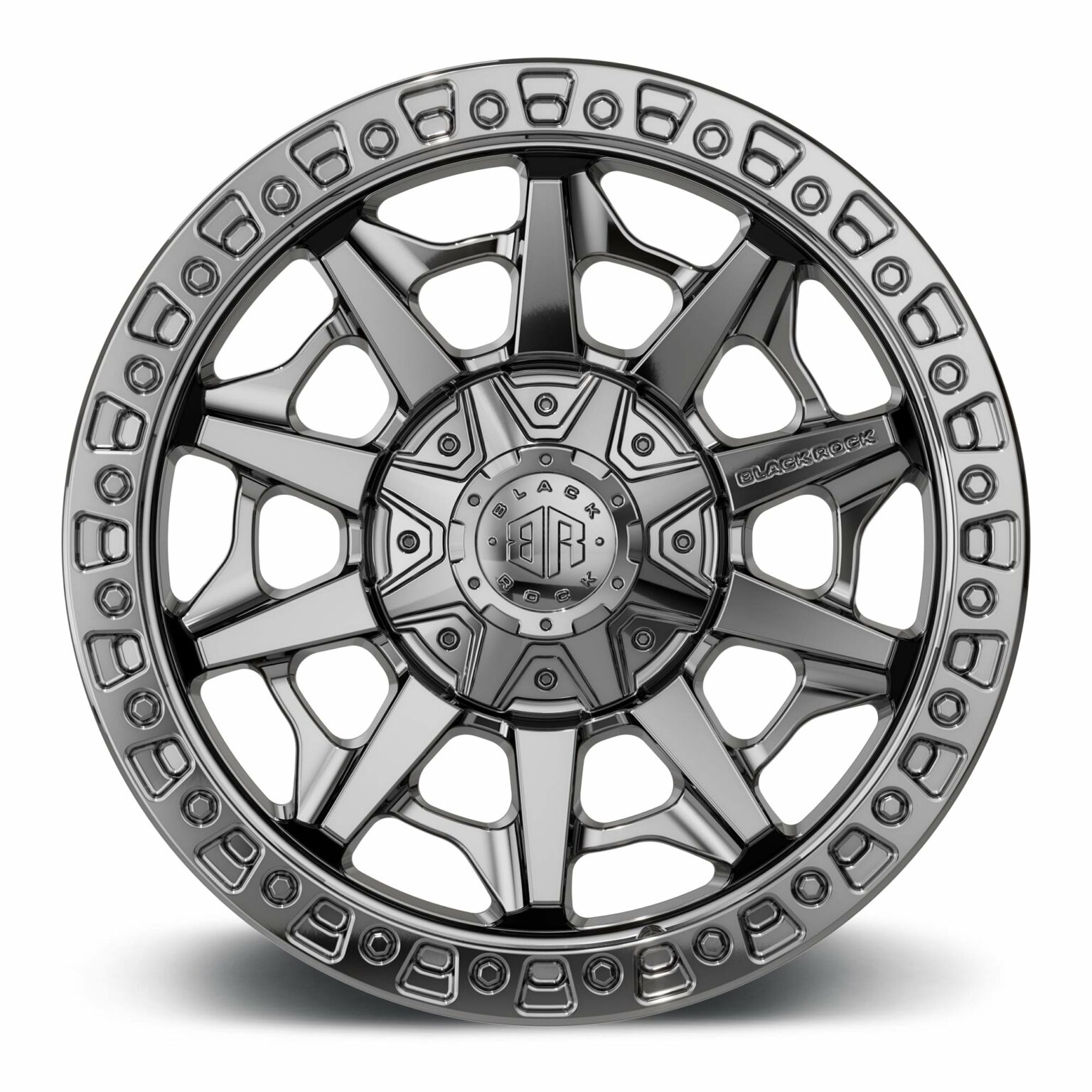 BLACK ROCK CAGE BLACK CHROME 18X9 5X150 WHEEL & TYRE PACKAGE - CNC Wheels