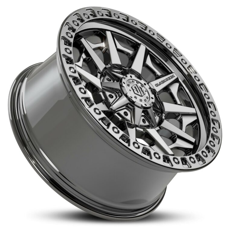 4X4 RIMS BLACK ROCK CAGE BLACK CHROME 18X9 6X139.7 WHEELS