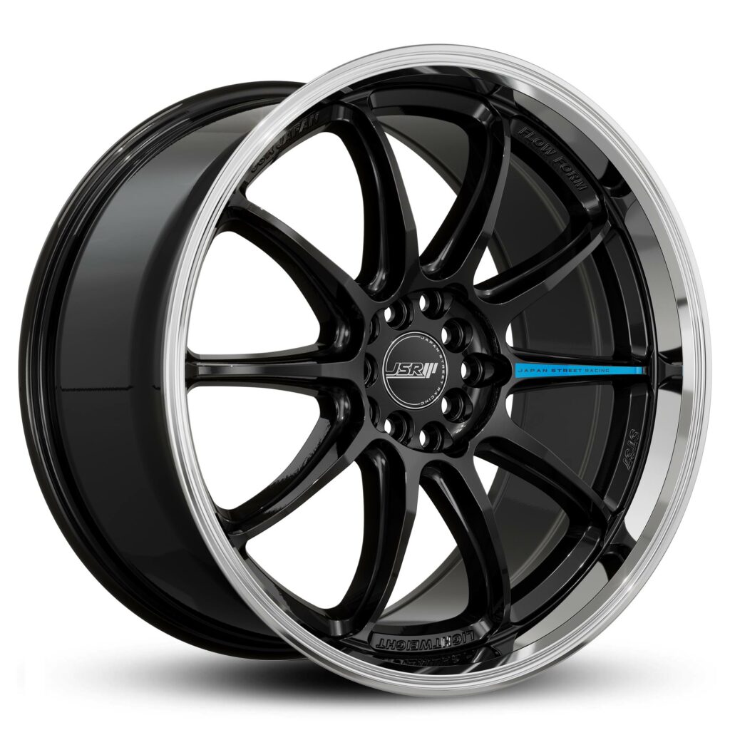 JSR ST37 GLOSS BLACK MACHINED LIP 18X8.5 5X120 WHEEL & TYRE PACKAGE - CNC Wheels