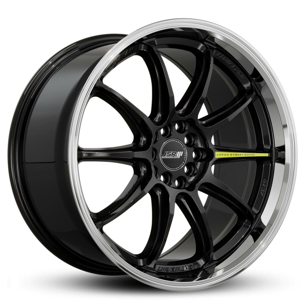 RACING WHEELS JSR ST37 GLOSS BLACK MACHINED LIP 19X9.5 5X100 WHEEL