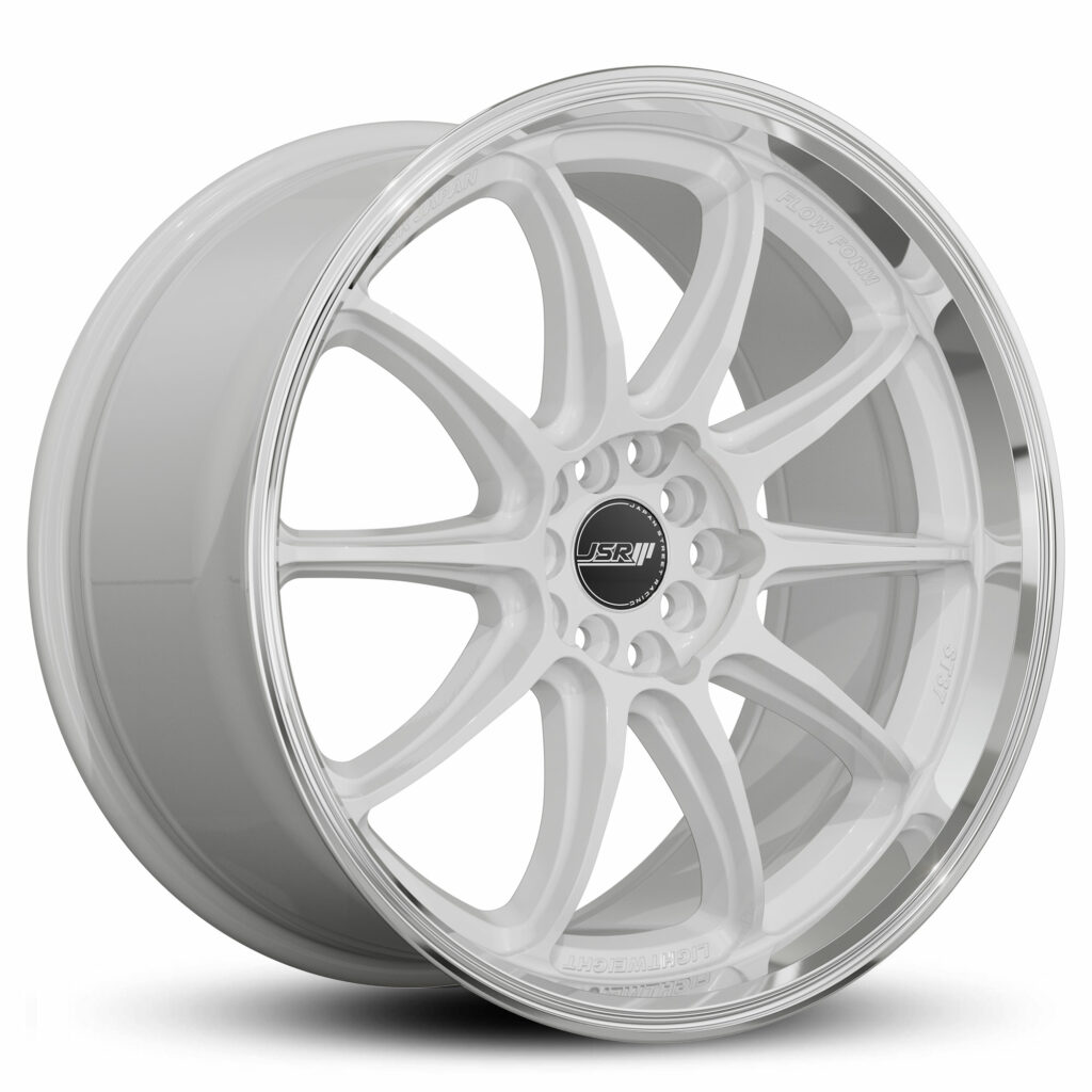 RACING WHEELS JSR ST37 GLOSS WHITE MACHINED LIP 19X8.5 5X112 WHEEL