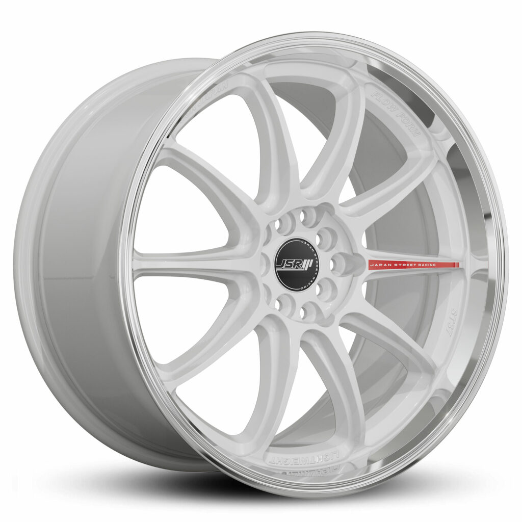 RACING WHEELS JSR ST37 GLOSS WHITE MACHINED LIP 19X8.5 5X112 WHEEL