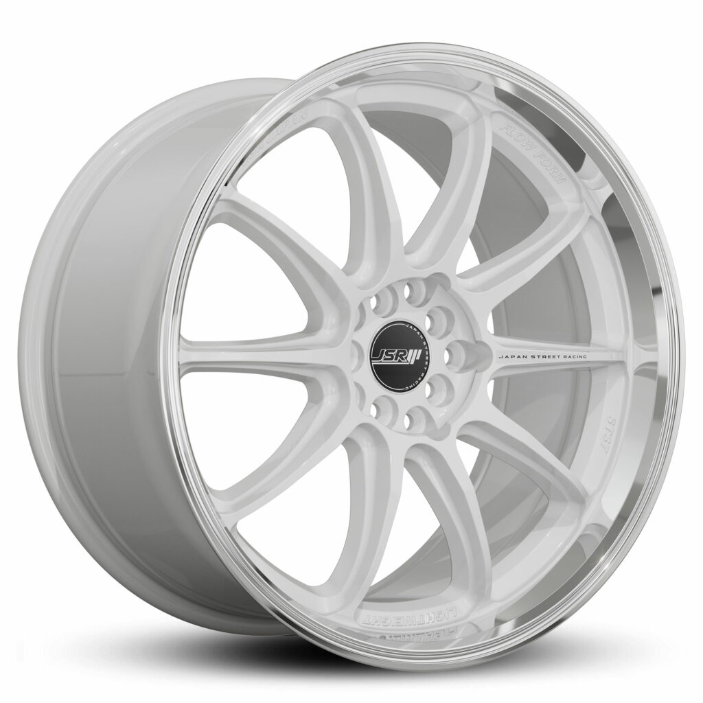 RACING WHEELS JSR ST37 GLOSS WHITE MACHINED LIP 19X9.5 5X112 WHEEL