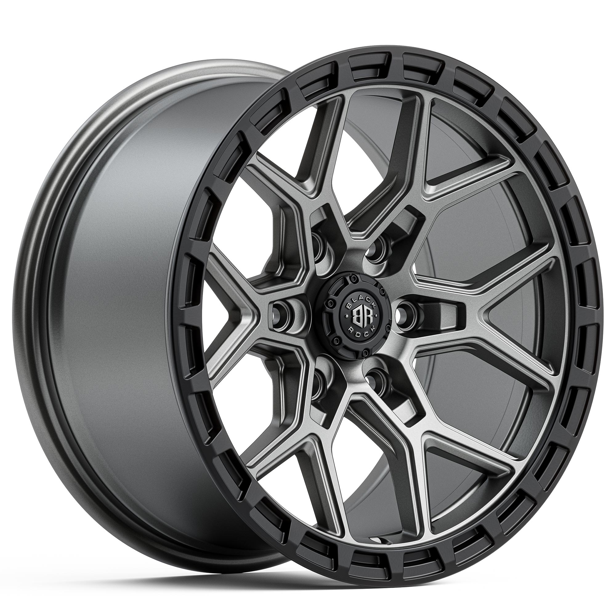 BLACK ROCK VIPER GUNMETAL GREY BLACK RING 17X9 6X139.7 WHEEL & TYRE ...