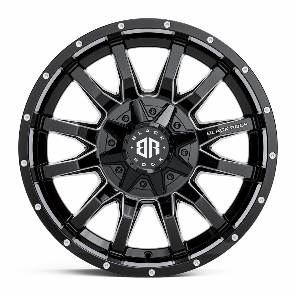 17 INCH 4X4 RIMS BLACK ROCK PREDATOR GLOSS BLACK MILLED 6X139.7