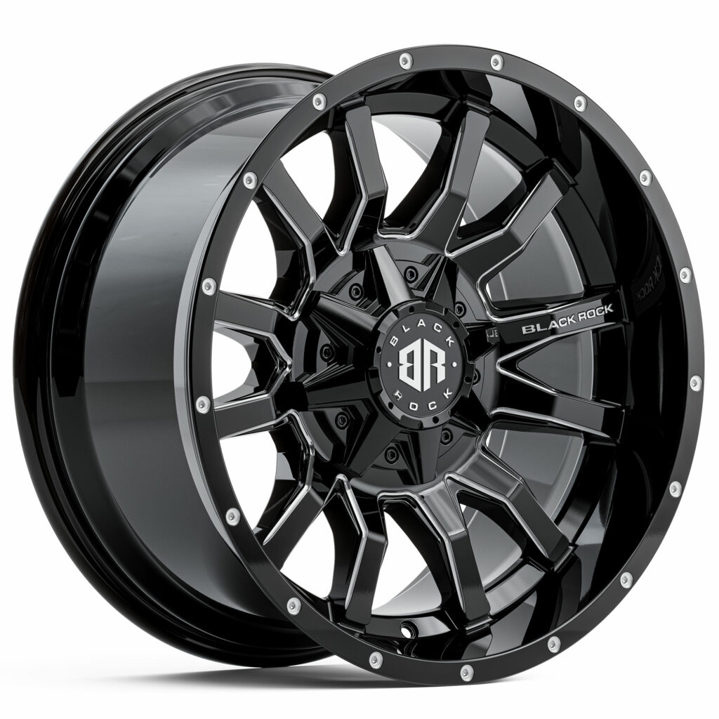 17 INCH 4X4 RIMS BLACK ROCK PREDATOR GLOSS BLACK MILLED 6X139.7