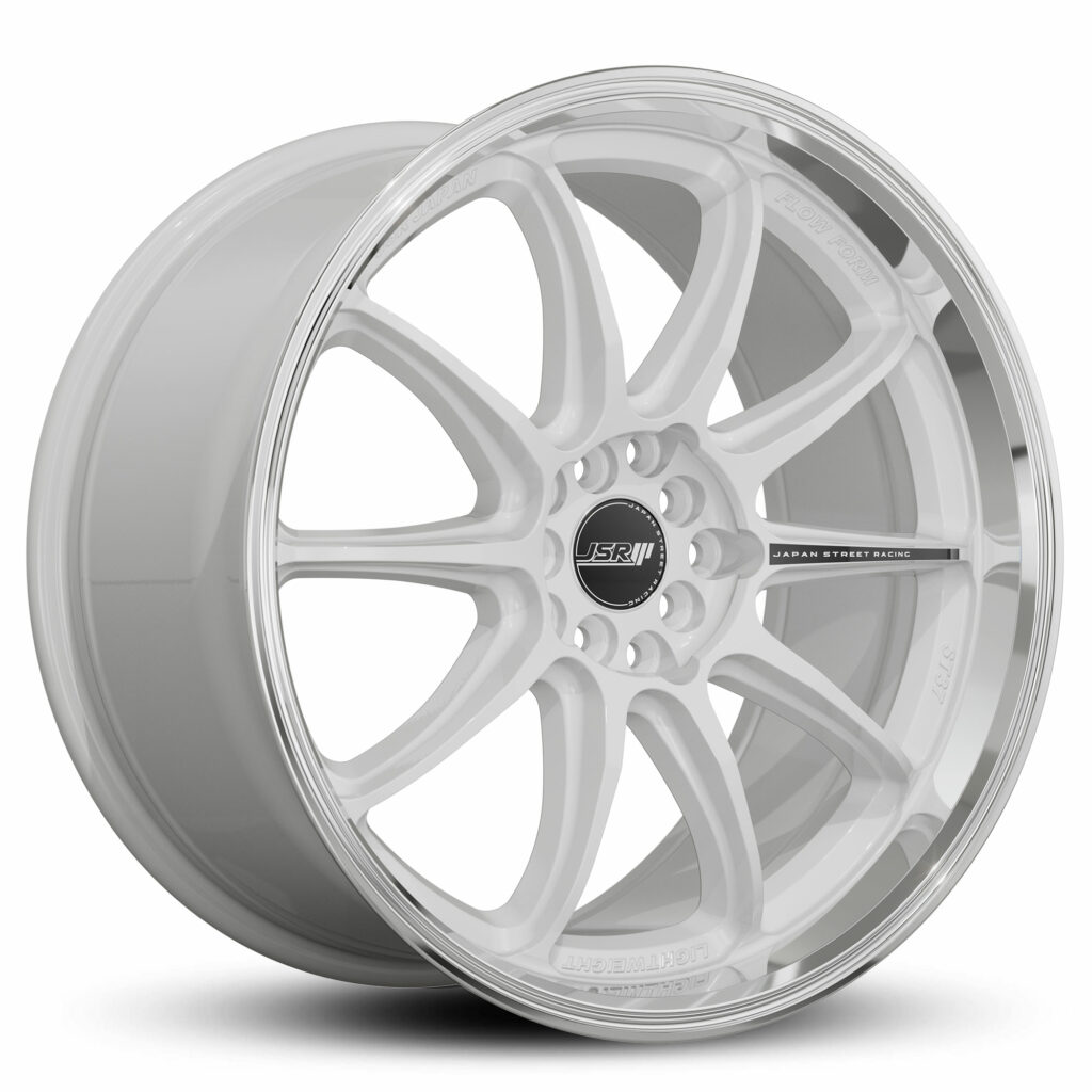 RACING WHEELS JSR ST37 GLOSS WHITE MACHINED LIP 19X9.5 5X110 WHEEL