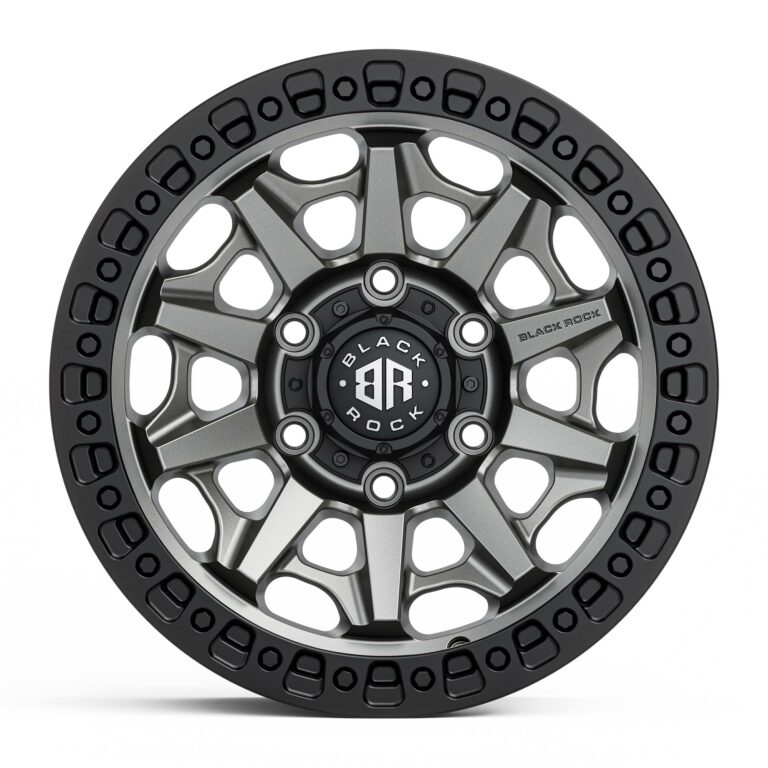 16 INCH 4X4 RIMS | BLACK ROCK CAGE GUNMETAL WITH BLACK 16X8.5 6X139.7