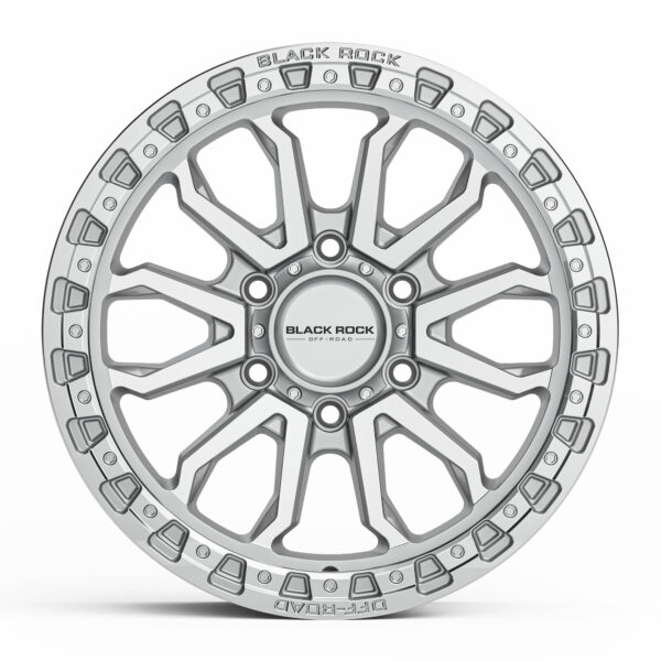 BLACK ROCK COBRA SILVER MACHINED 17X9 6X139.7 WHEEL - CNC Wheels