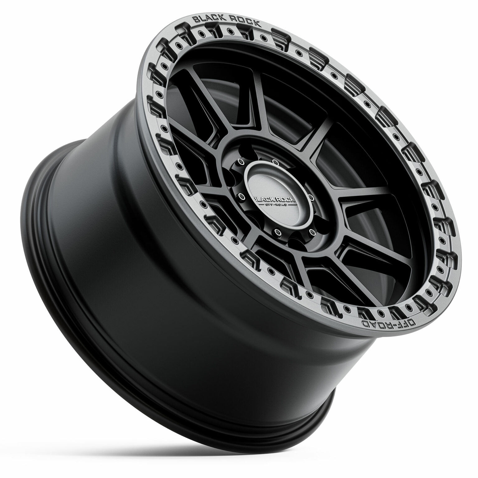 BLACK ROCK GUNNER WHEELS SATIN BLACK GUNMETAL GREY RING