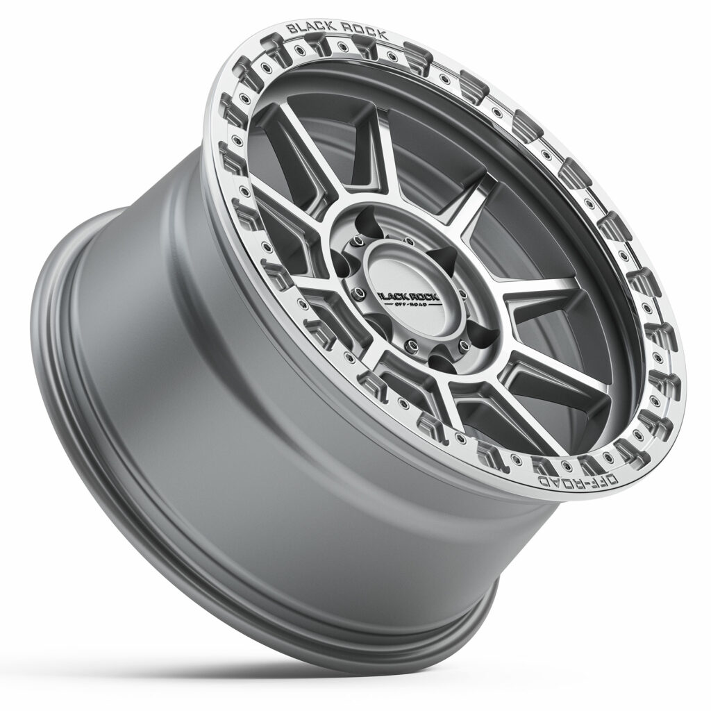 BLACK ROCK GUNNER SILVER MACHINED 17X9 6X139.7 WHEEL - CNC Wheels