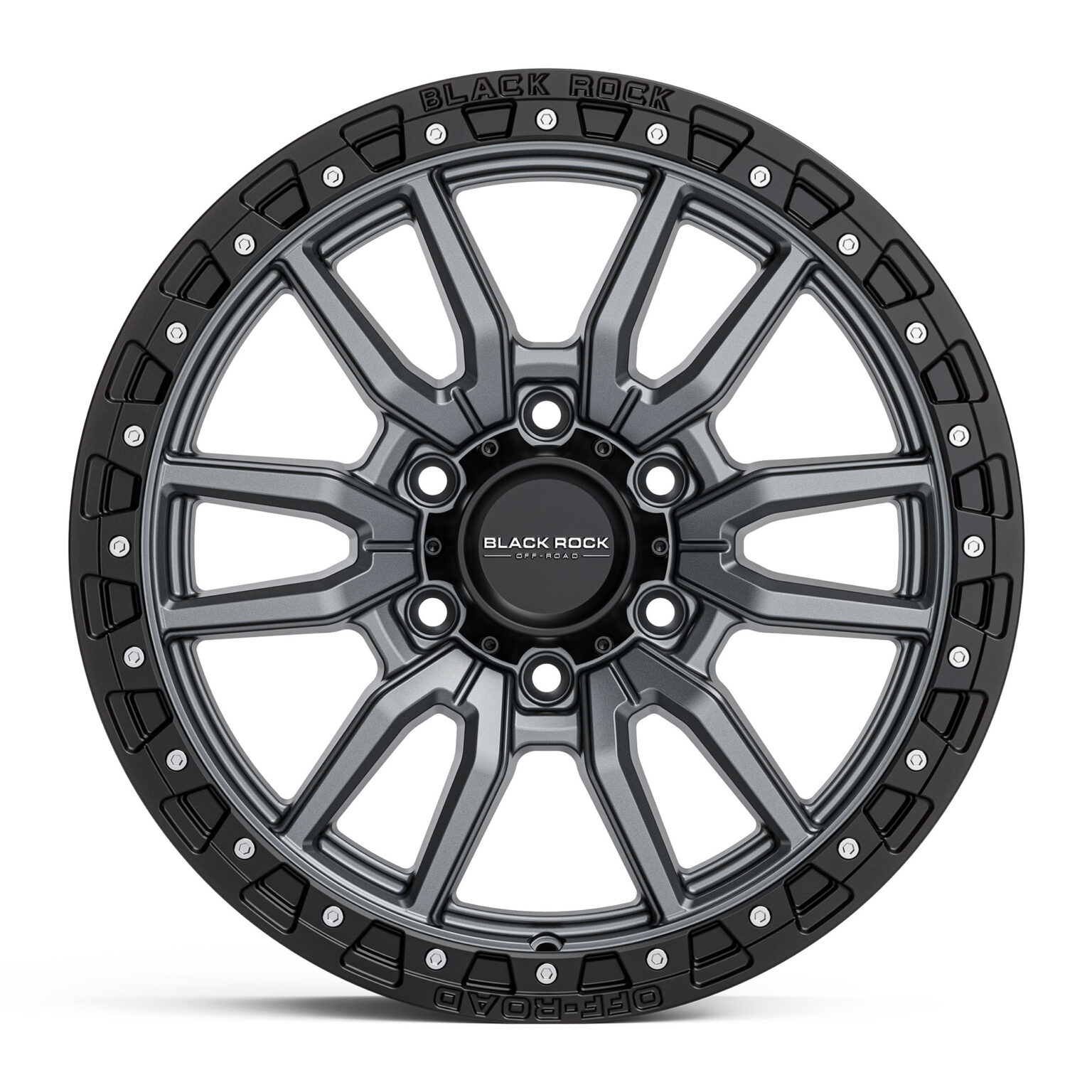 BLACK ROCK RAMBLER DARK GREY WITH BLACK RING 18X8.5 6X139.7 WHEEL ...