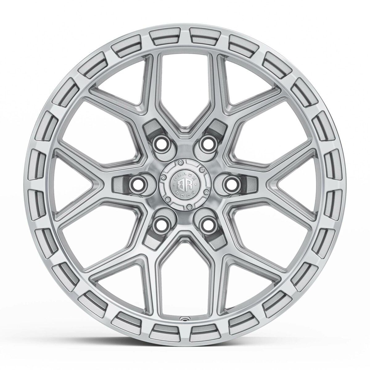 BLACK ROCK VIPER SILVER MACHINED 17X9 6X139.7 WHEEL - CNC Wheels