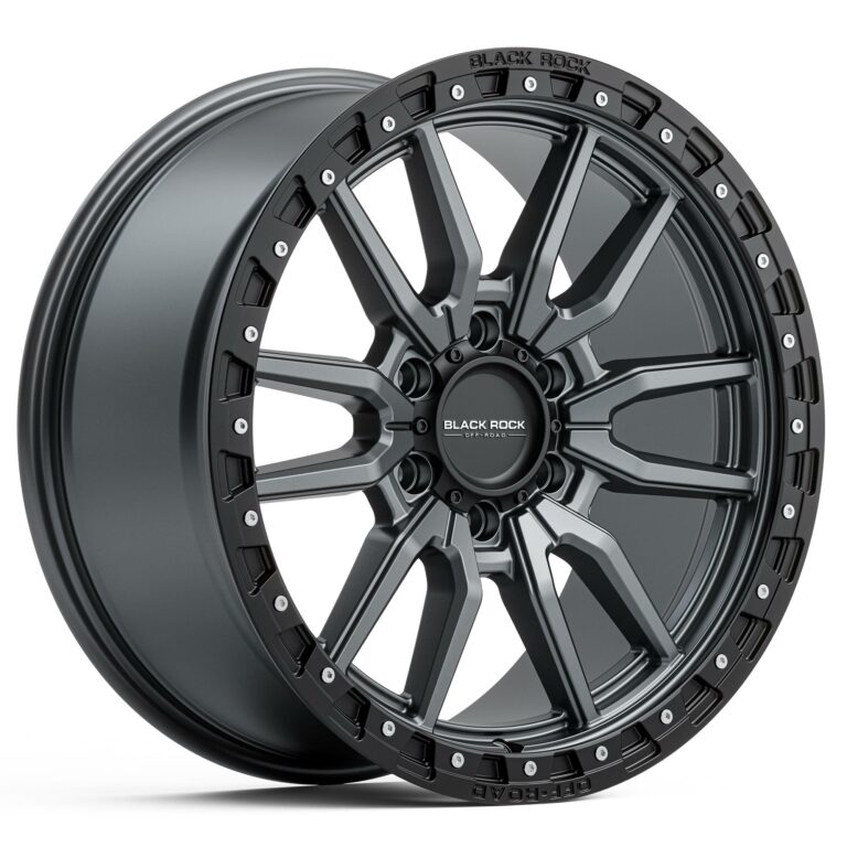 BLACK ROCK RAMBLER DARK GREY WITH BLACK RING 20X9 6X139.7 WHEEL & TYRE ...