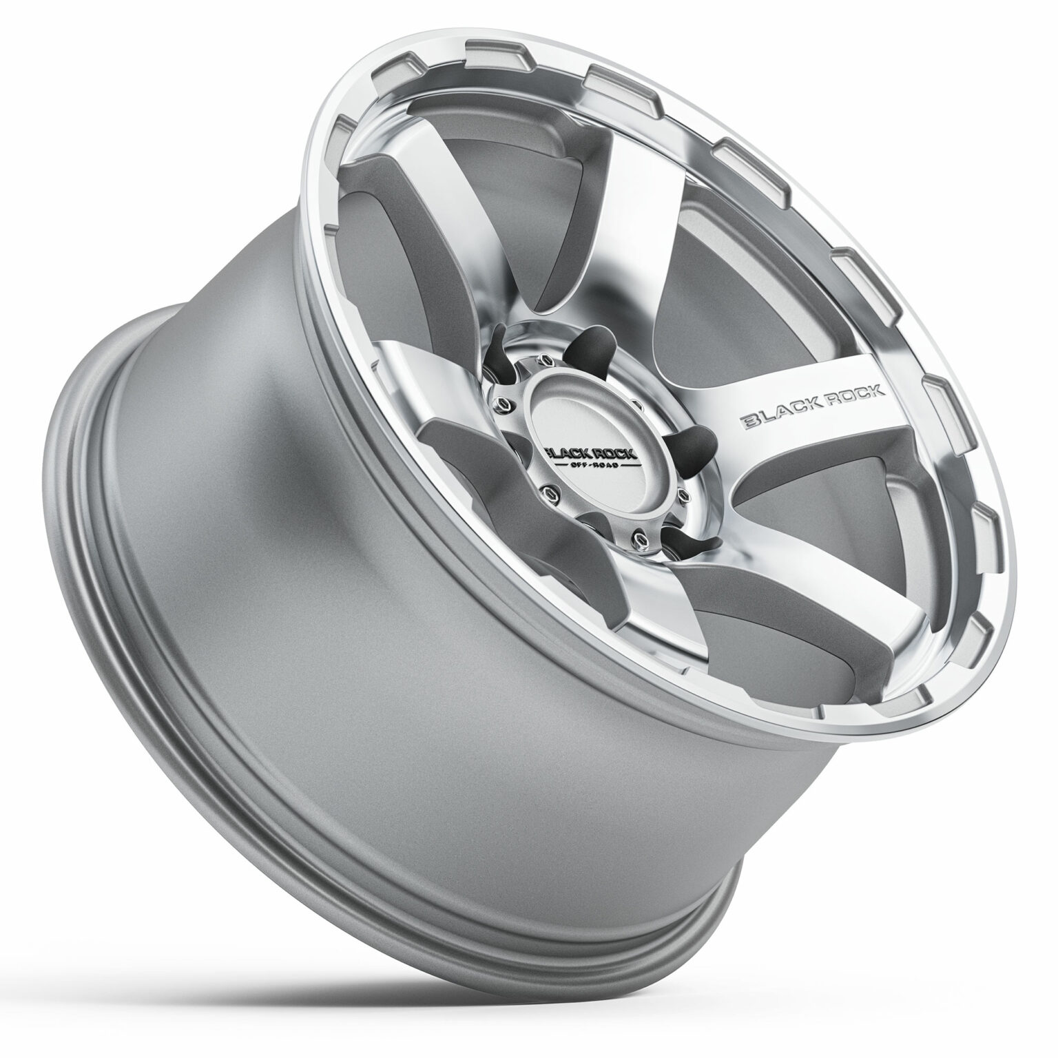 BLACK ROCK GRIP SILVER MACHINED 17X9 6X139.7 WHEEL - CNC Wheels