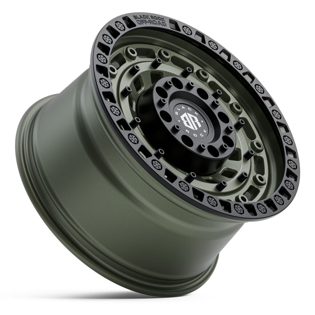 BLACK ROCK MILITARY ARMY GREEN WITH BLACK RING 20X9 5X139.7 WHEEL ...