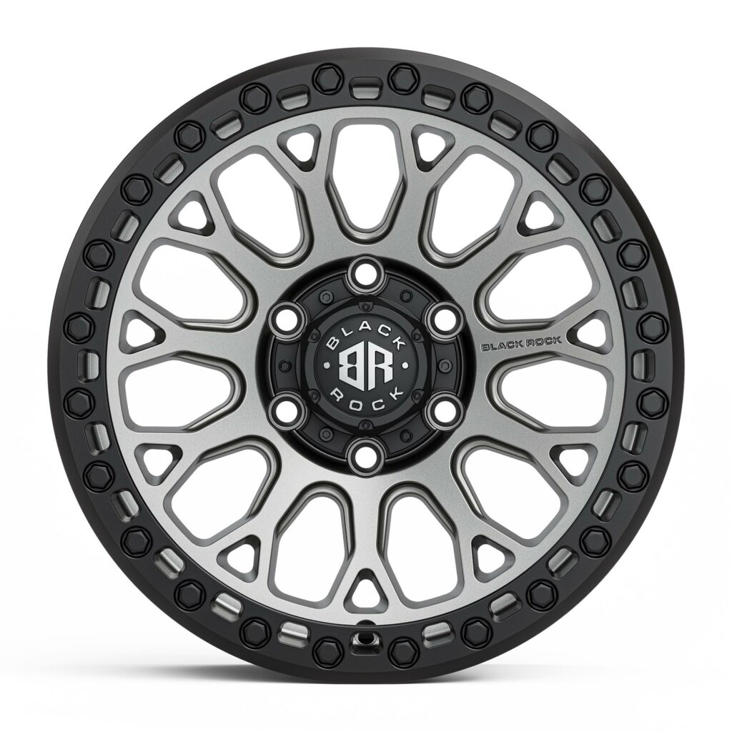 BLACK ROCK SPIDER WHEELS GUNMETAL GREY BLACK RING 17X9 6X139.7