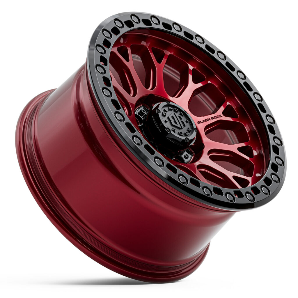 BLACK ROCK SPIDER WHEELS ILLUSION RED BLACK RING 17X9 6X139.7