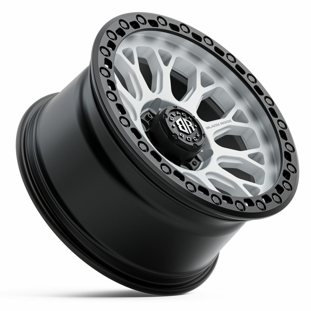 BLACK ROCK SPIDER SATIN WHITE WITH BLACK RING 18X9 6X139.7 WHEEL & TYRE ...