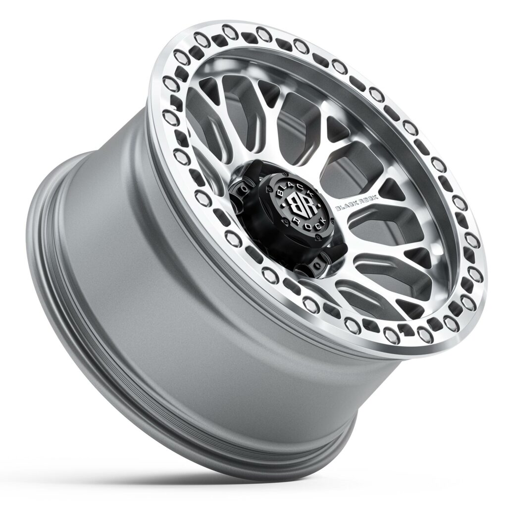 4X4 RIMS BLACK ROCK CAGE SILVER MACHINED 17 INCH 6X139.7