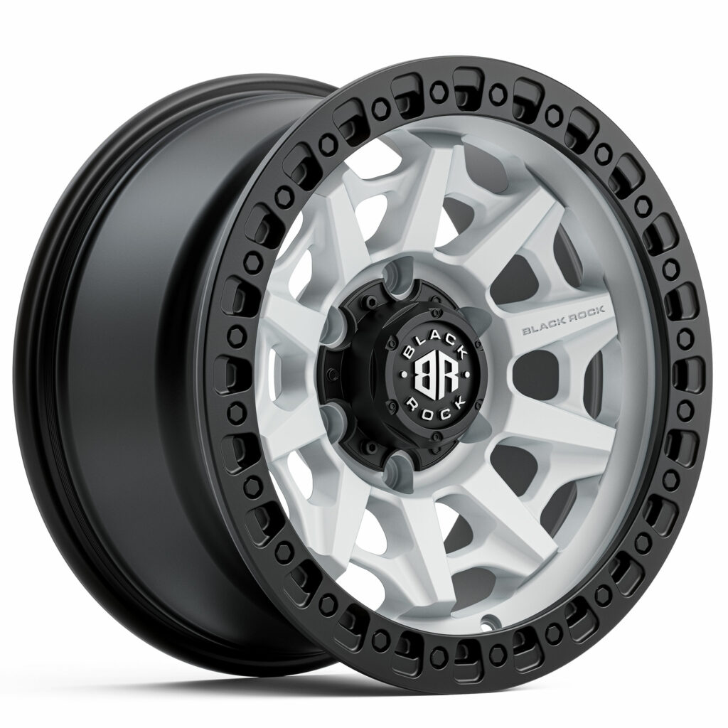 4X4 RIMS BLACK ROCK CAGE SATIN WHITE BLACK RING 17 INCH 6X139.7