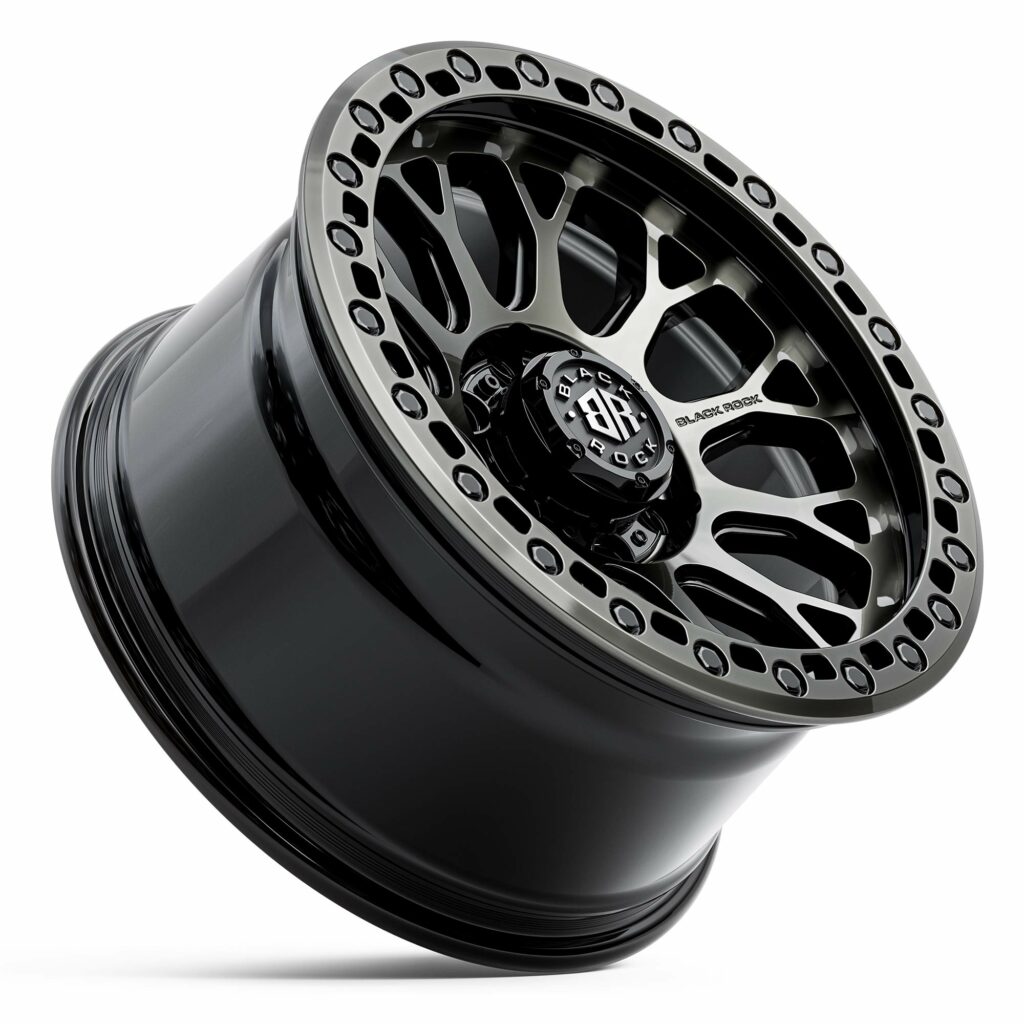 4X4 RIMS BLACK ROCK CAGE SILVER MACHINED 17 INCH 6X139.7