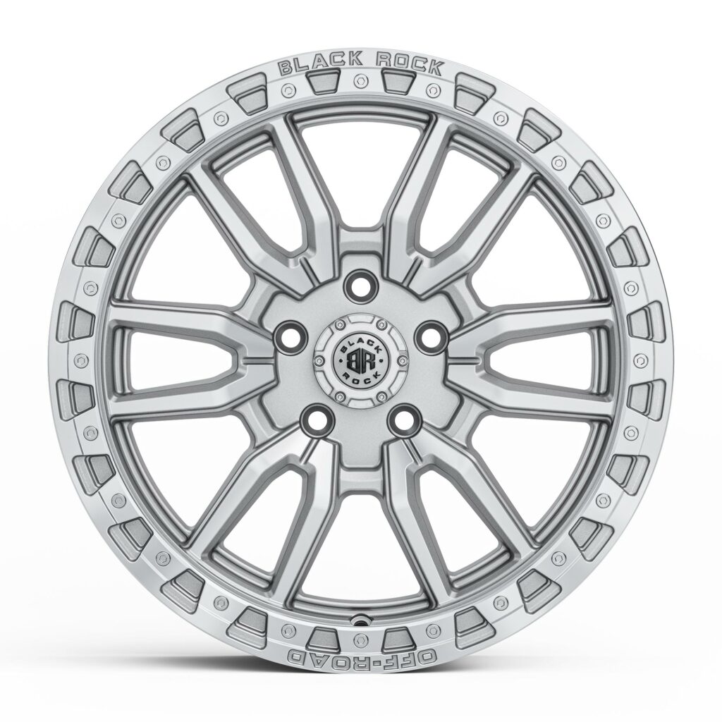BLACK ROCK RAMBLER SILVER MACHINED FACE 18X8.5 5X150 WHEEL