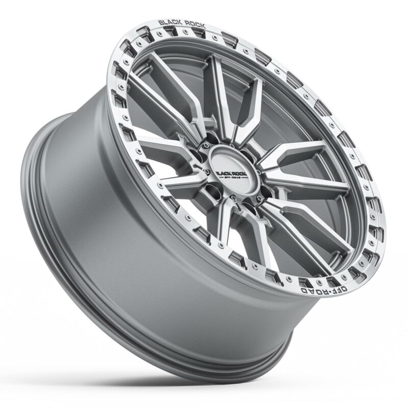 BLACK ROCK RAMBLER SILVER MACHINED 20X9 6X139.7 WHEEL - CNC Wheels