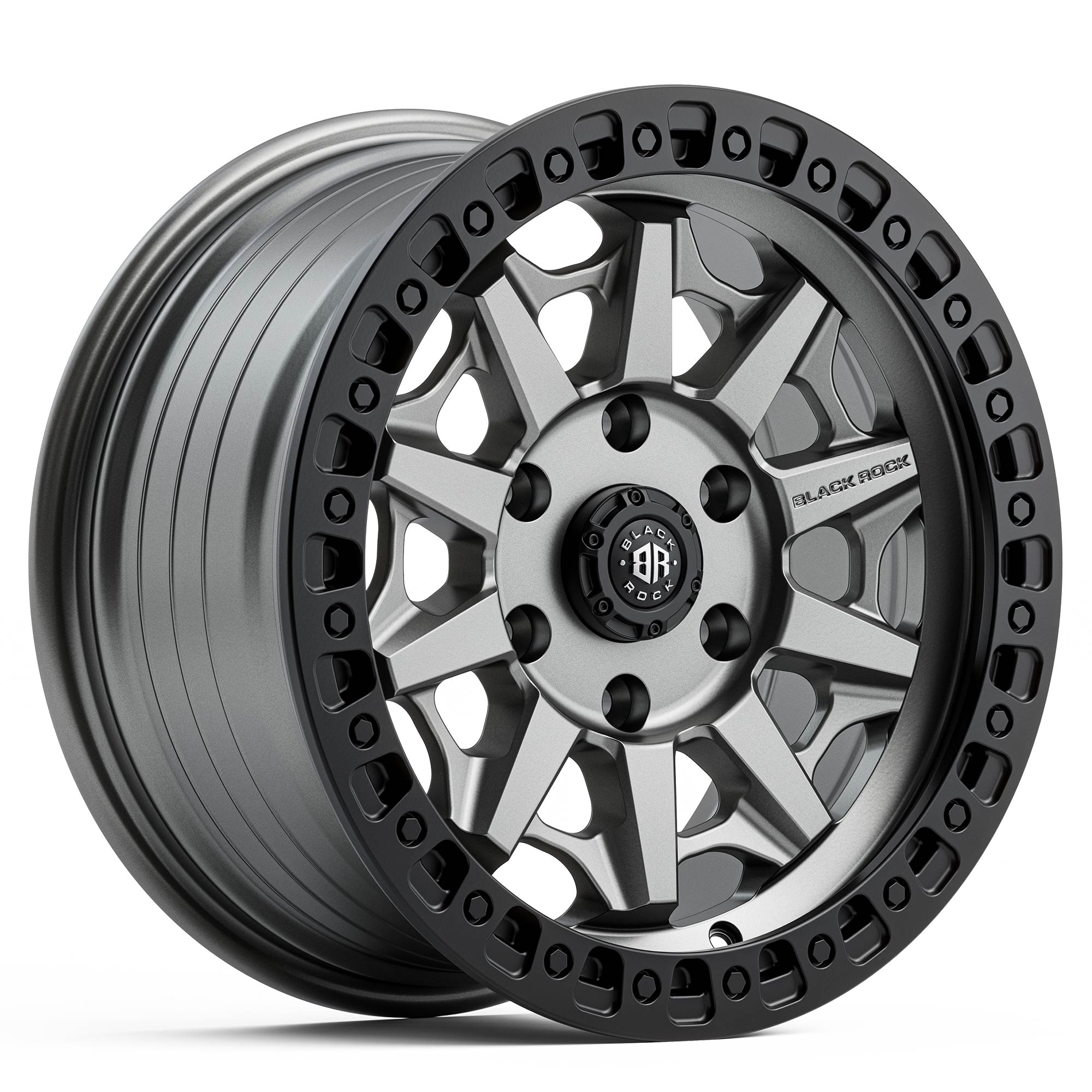 BLACK ROCK CAGE WHEELS GUNMETAL 17X8 6X139.7 4X4 RIMS
