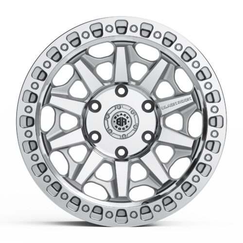 BLACK ROCK CAGE SILVER MACHINED 17X8 6X120 WHEEL - CNC Wheels