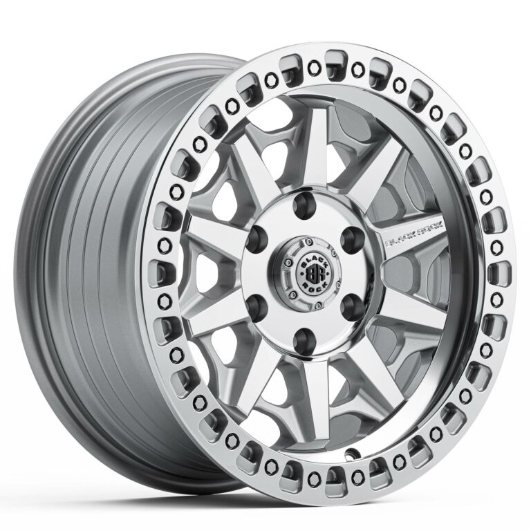 BLACK ROCK CAGE WHEELS SILVER MACHINED 17X8 6X139.7 4X4 RIMS