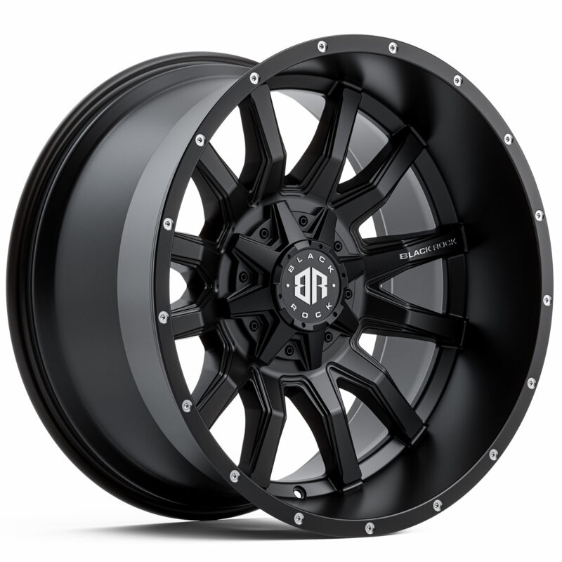 BLACK ROCK PREDATOR SATIN BLACK 22X12 6X139.7 WHEEL - CNC Wheels