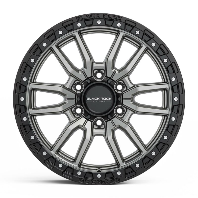 4X4 WHEELS BLACK ROCK RAMBLER GREY WITH BLACK 18X8.5 6X139.7 RIMS