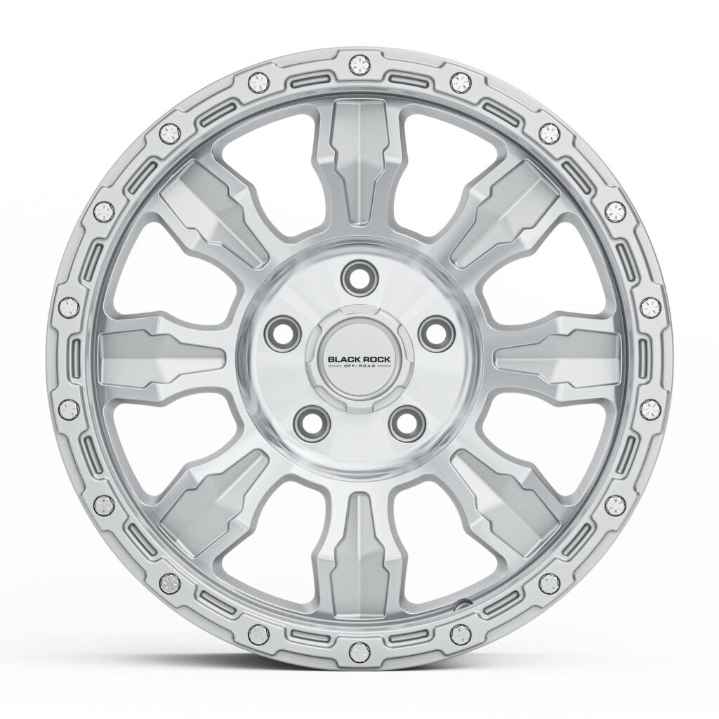 BLACK ROCK VENTURE SILVER MACHINED 18X9 6X120 WHEEL ONLY - CNC Wheels