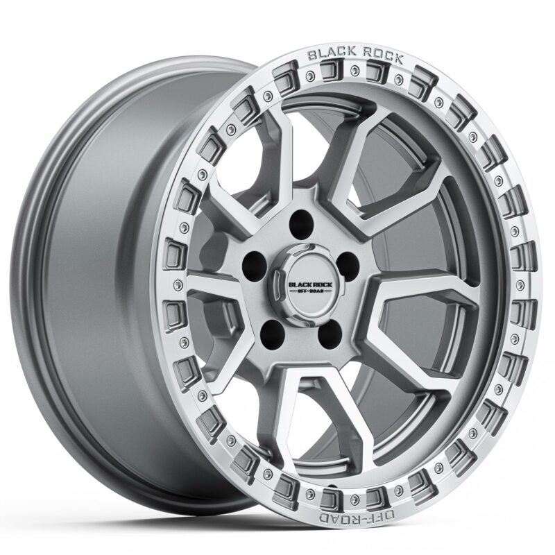 BLACK ROCK COBRA 5S SILVER MACHINED 17X9 6X139.7 WHEEL ONLY - CNC Wheels