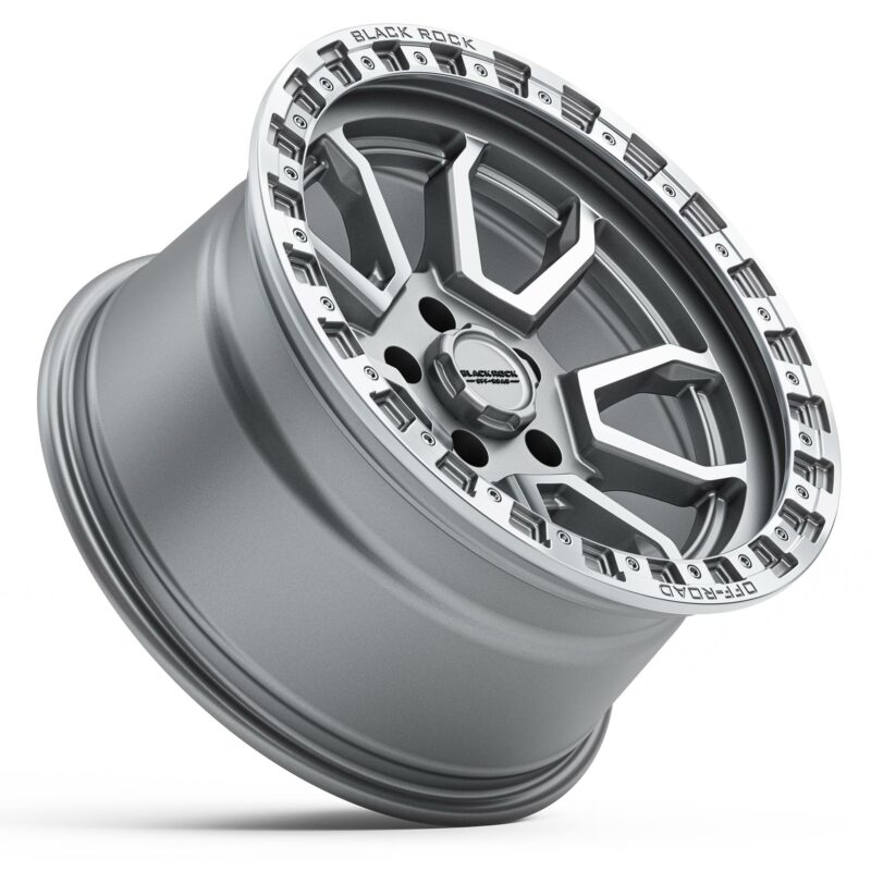 BLACK ROCK COBRA 5S SILVER MACHINED 17X9 6X139.7 WHEEL ONLY - CNC Wheels