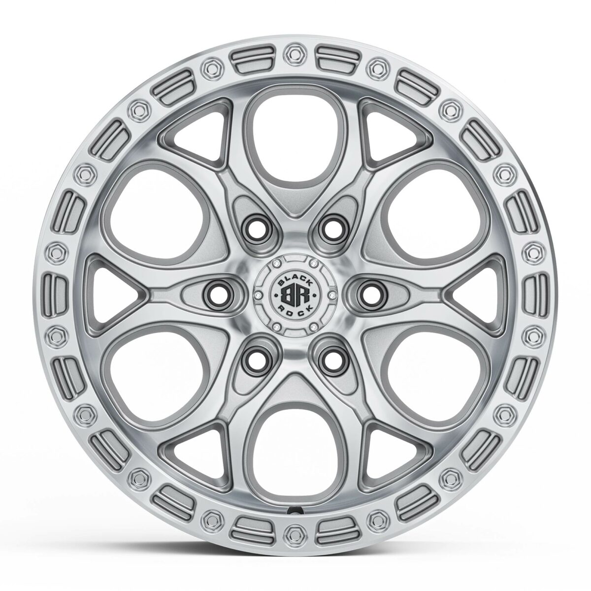 4X4 WHEELS BLACK ROCK BOLT SILVER MACHINED 17X8.5 6X139.7 RIMS