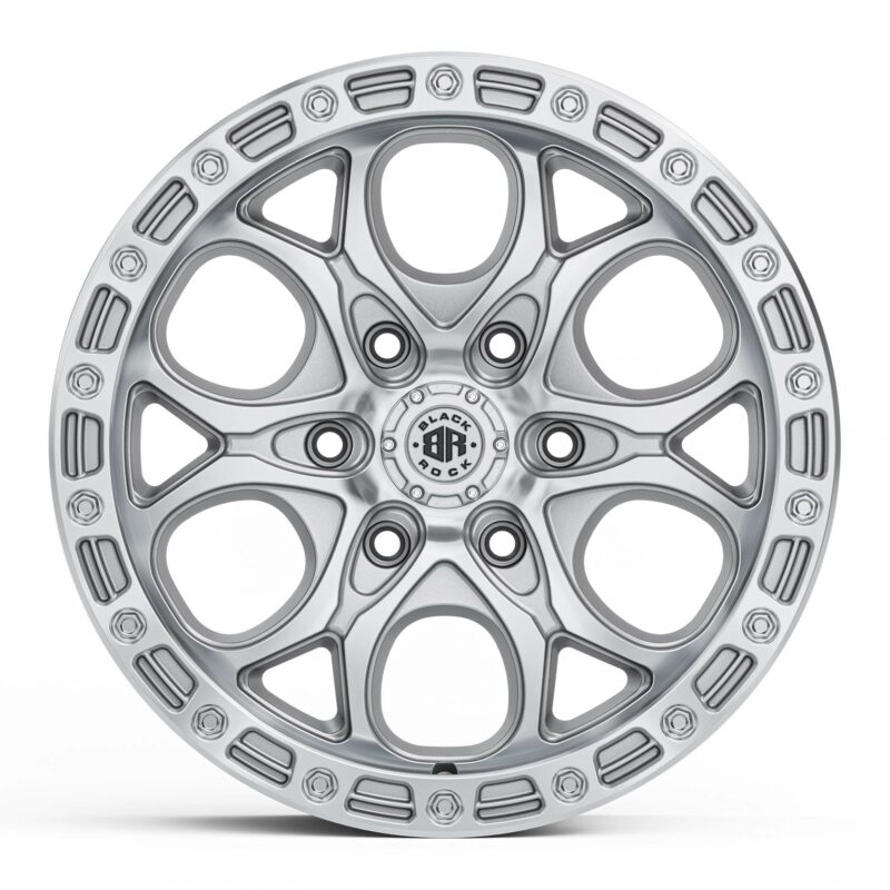 4X4 WHEELS BLACK ROCK BOLT SILVER MACHINED 17X8.5 6X139.7 RIMS