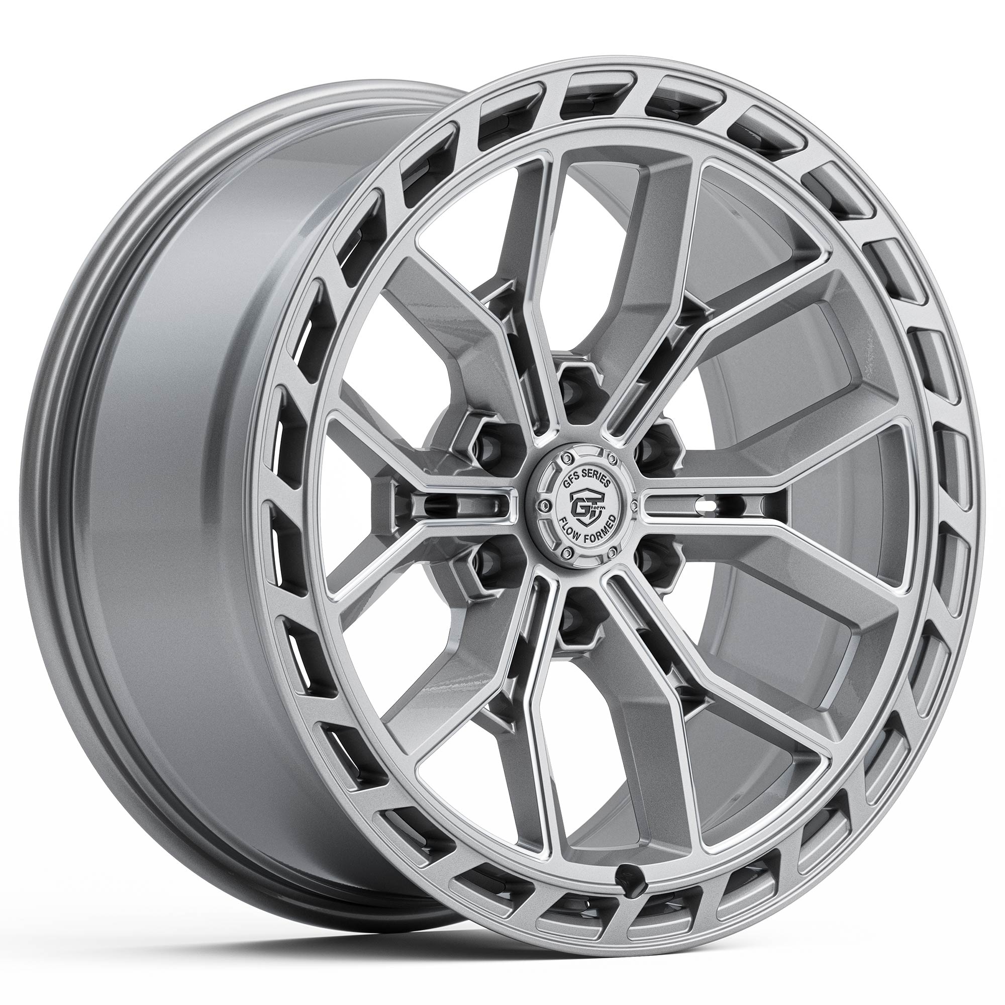 GT FORM GFS7 GLOSS SILVER MILLED 20X9 6X139.7 WHEEL ONLY - CNC Wheels