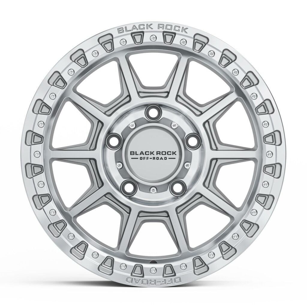 BLACK ROCK GUNNER SILVER MACHINED 16X7 6x139.7 WHEEL - CNC Wheels